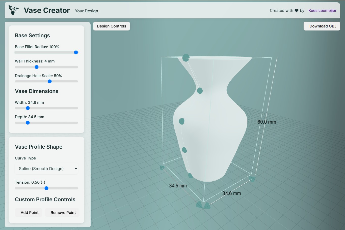 Vase Creator | Design & 3D Print Your Own Unique Vases Online